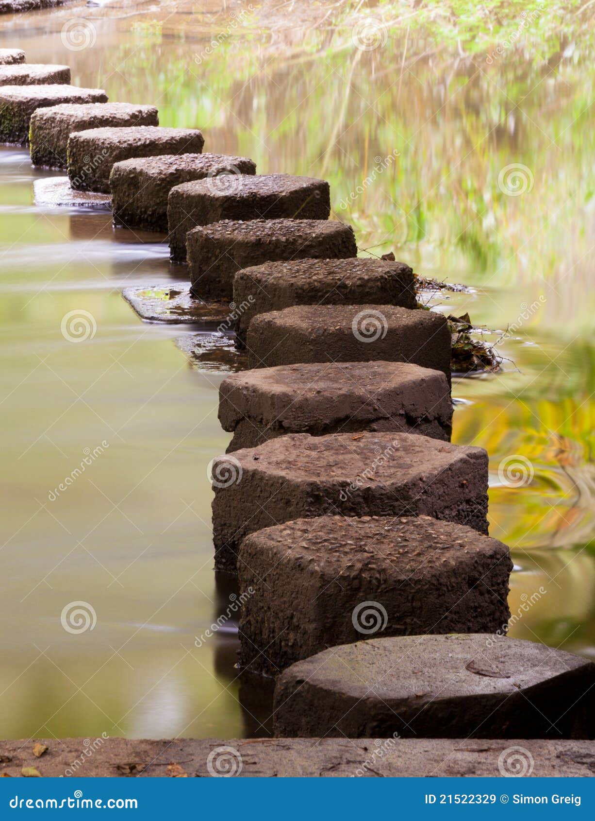 Stepping Stones Across a River Stock Image - Image of stone, water ...