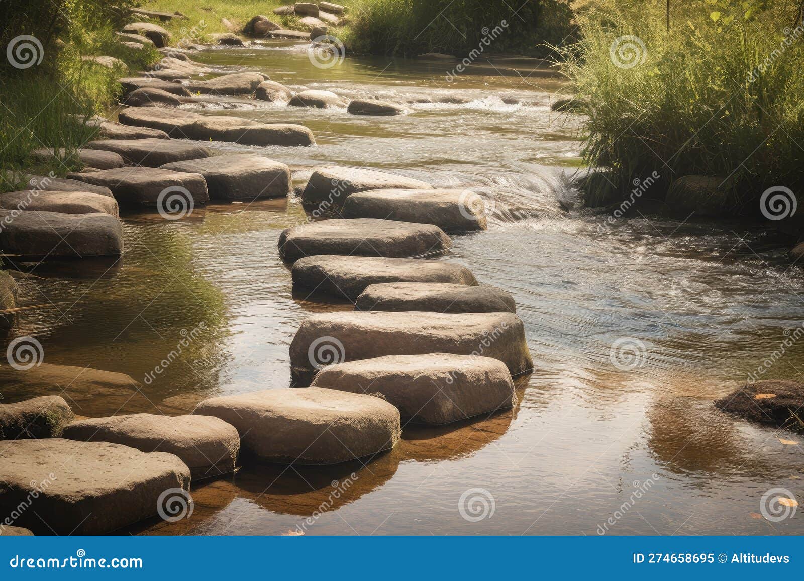 Stepping Stones Across a Rushing Stream, with the Water Flowing Beneath ...