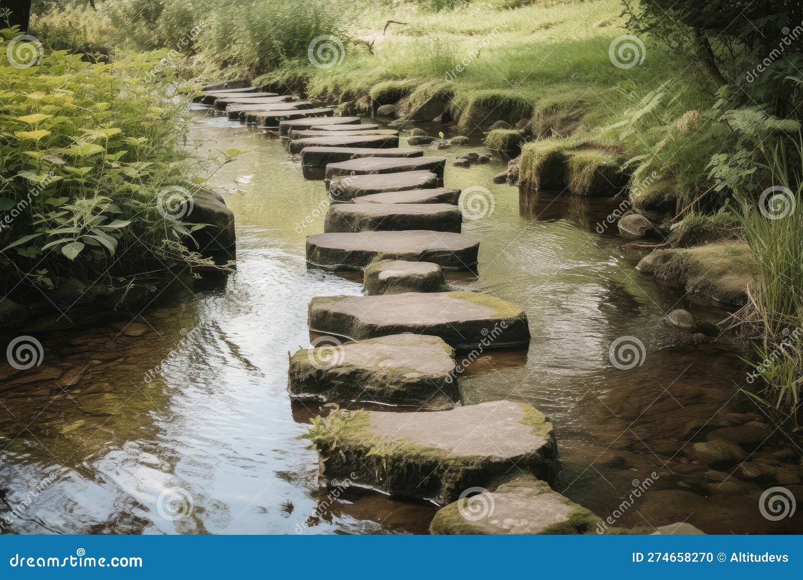 Stepping Stones Crossing a Brook, with the Water Flowing Underneath ...