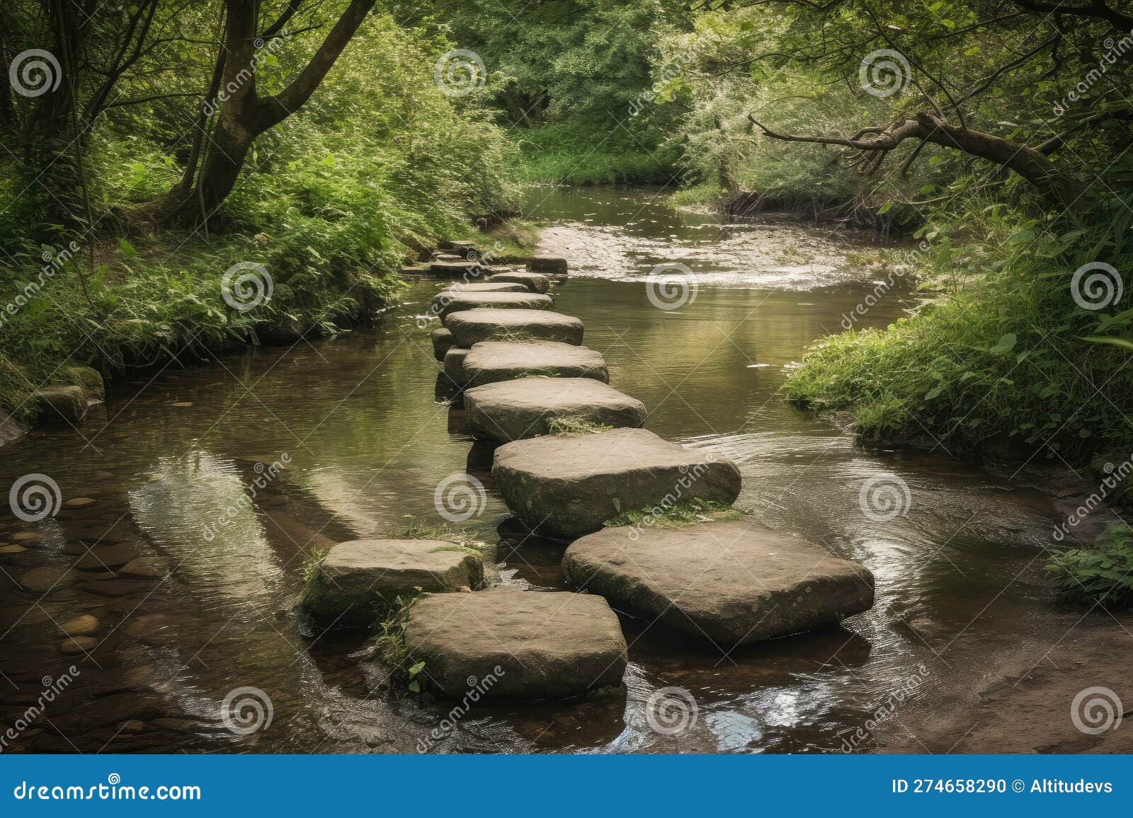Stepping Stones Crossing a Brook, with the Water Flowing Underneath ...