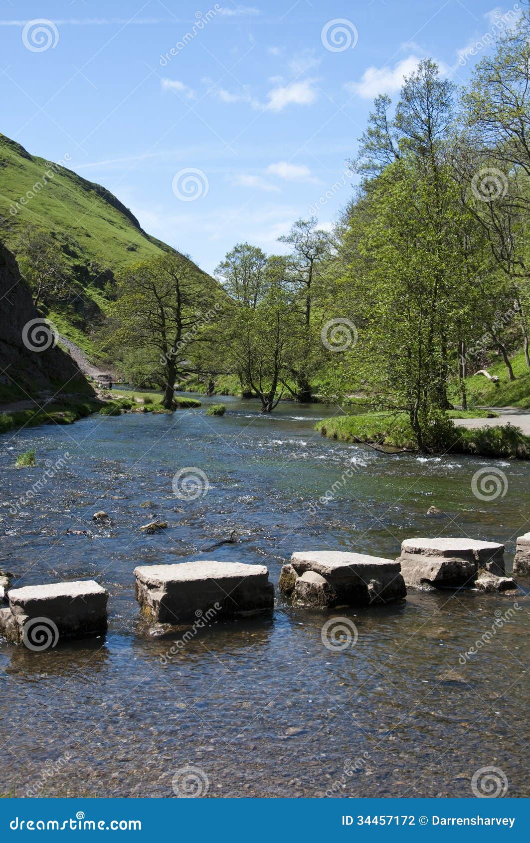 Stepping Stones at Dovedale Stock Photo - Image of landscape, water ...