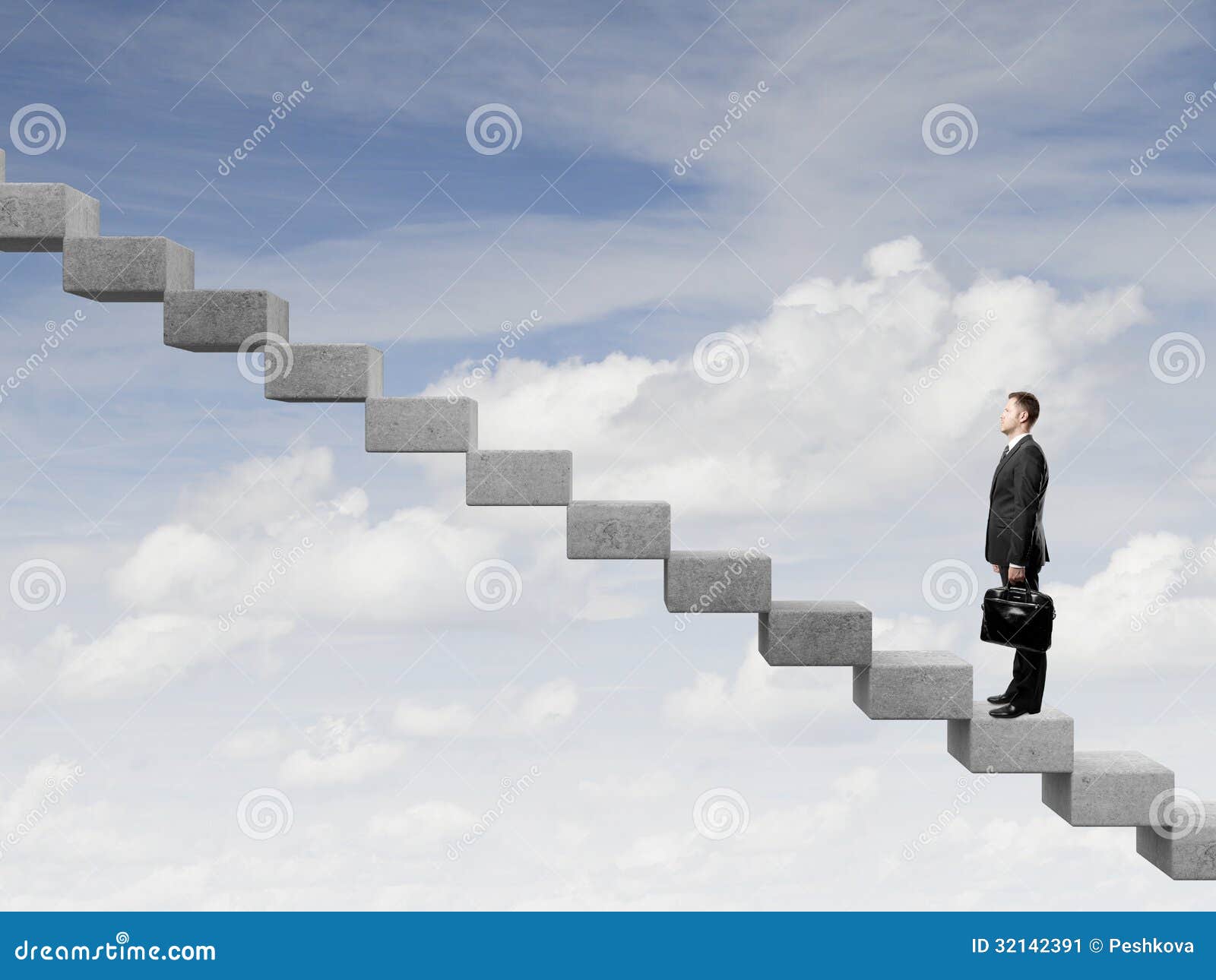 Stepping up a staircase stock image. Image of altitude - 32142391