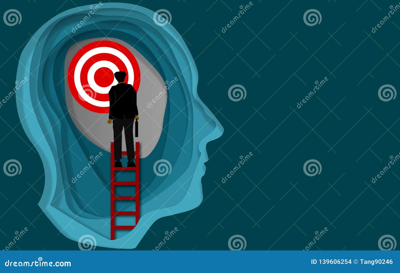 Stepping Up To Target into Human Head Stock Illustration - Illustration ...
