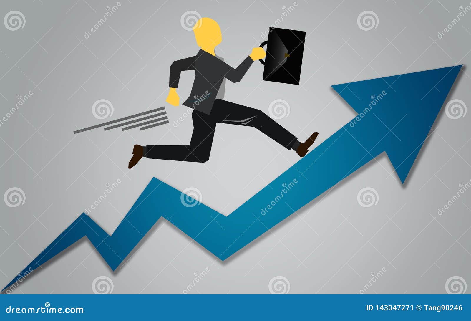 3d Man Stepping Up On Success Bar Chart Royalty-Free Cartoon ...