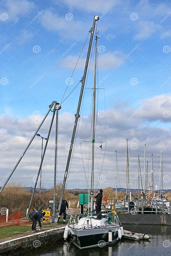 Stepping a Yacht Mast on the Exeter Canal Editorial Stock Photo - Image ...