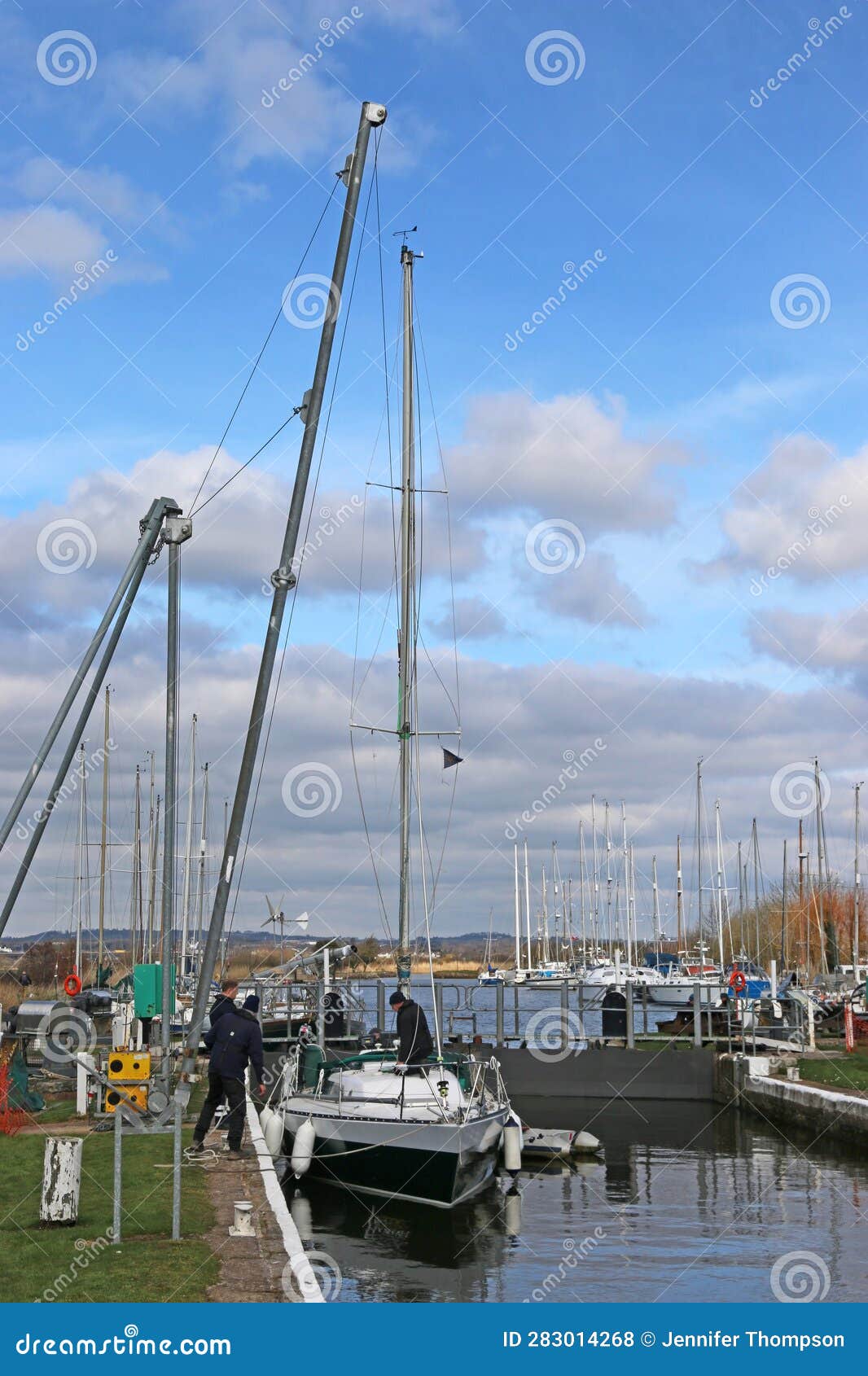Stepping a Yacht Mast on the Exeter Canal, Devon Editorial Stock Photo ...