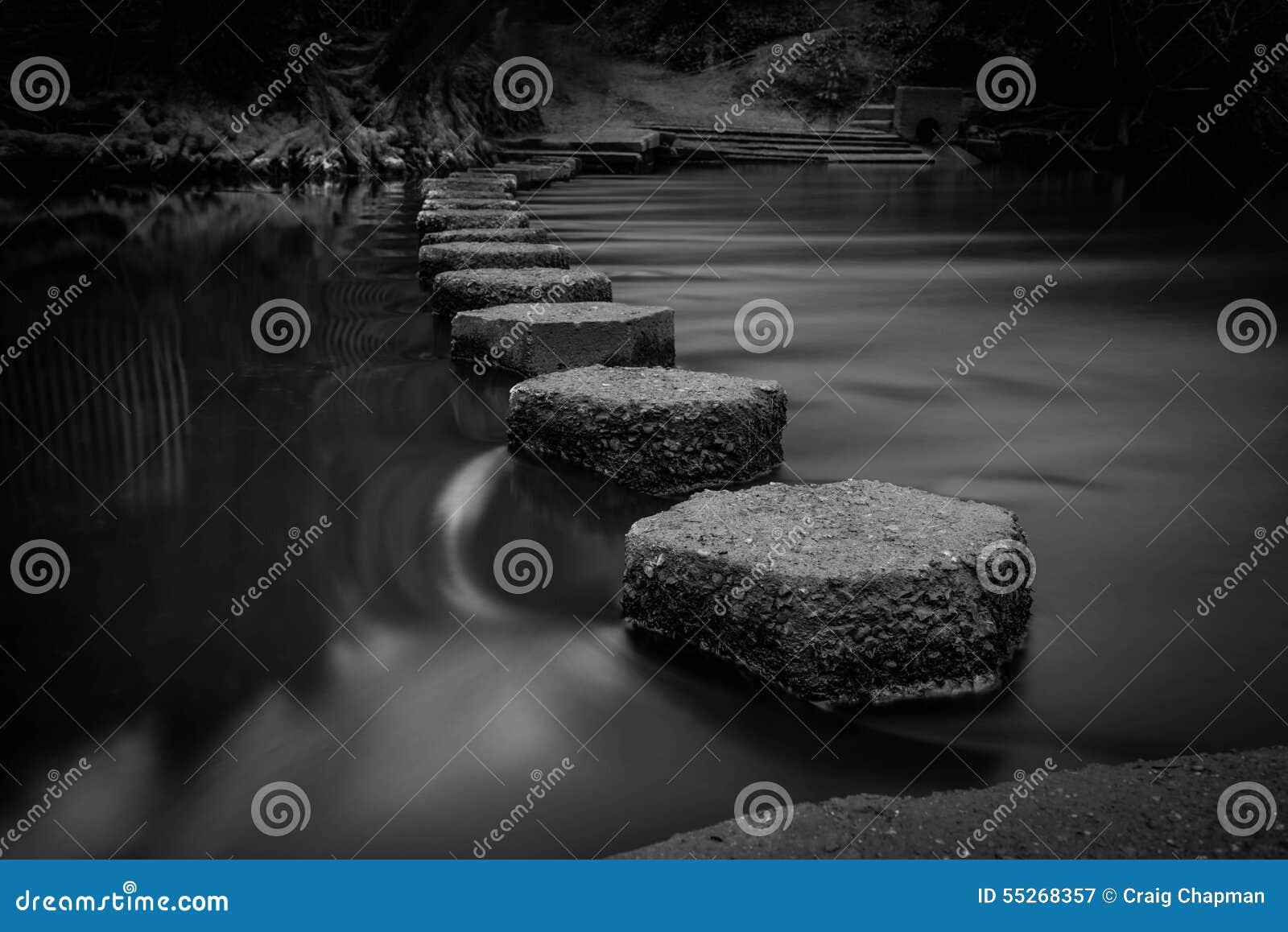 Steppings stones stock image. Image of monochrome, hill - 55268357