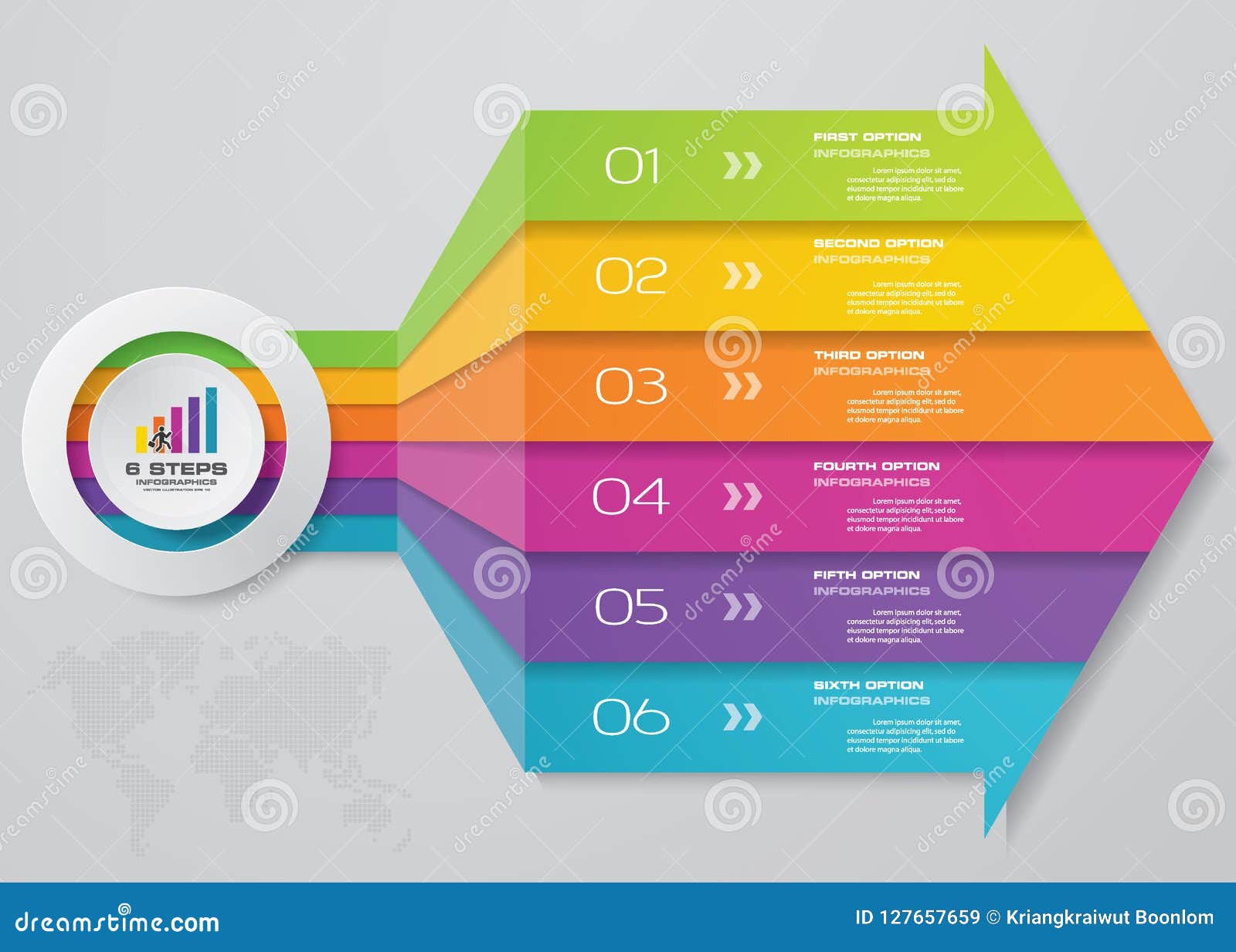 6 Steps Arrow Banner Infographic Element for Presentation. Stock Vector ...