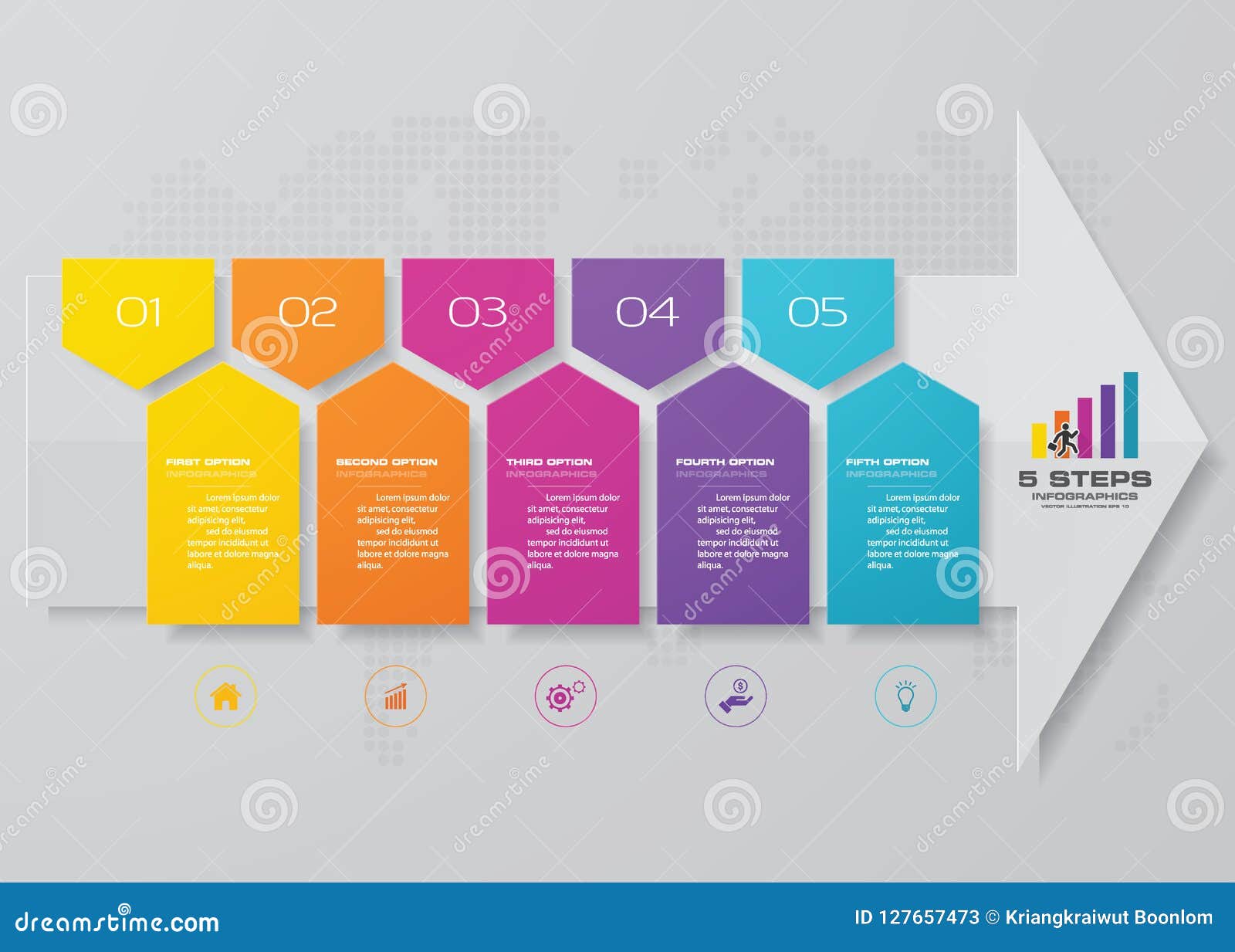 5 Steps Arrow Banner Infographic Element for Presentation. Stock Vector ...