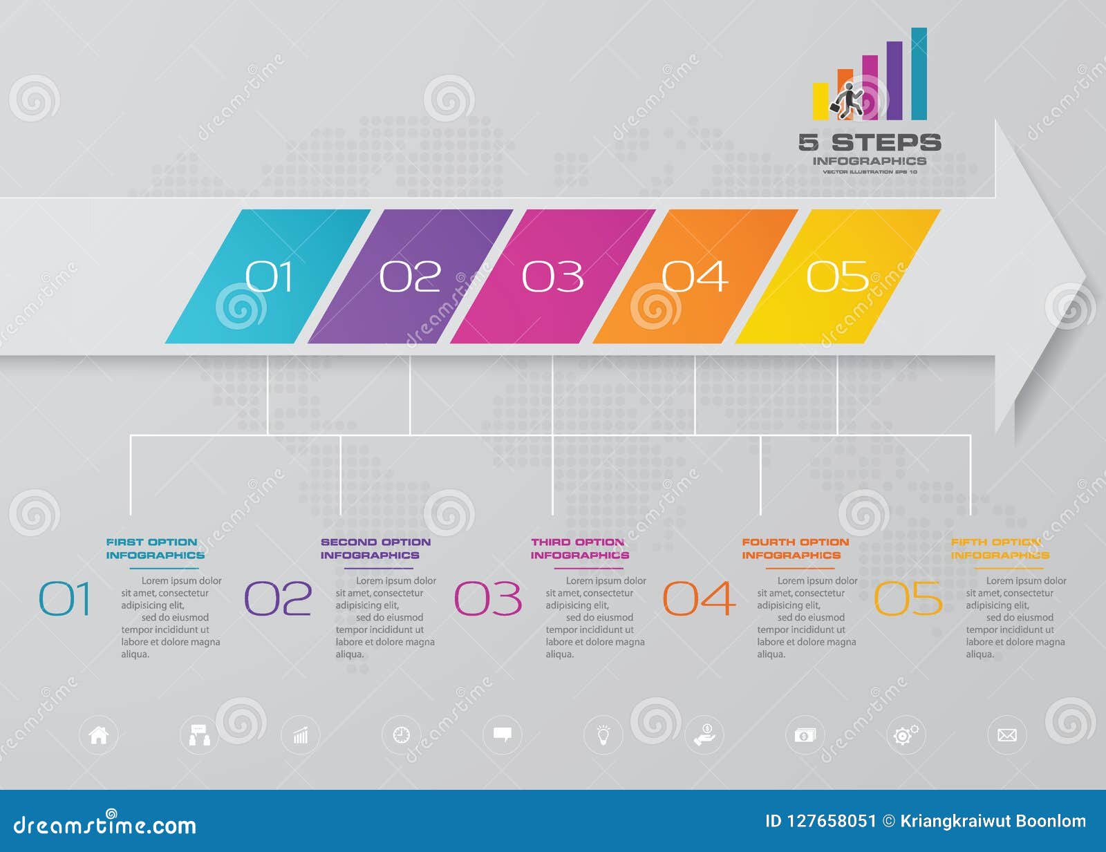 5 Steps Arrow Banner Infographic Element for Presentation. Stock Vector ...