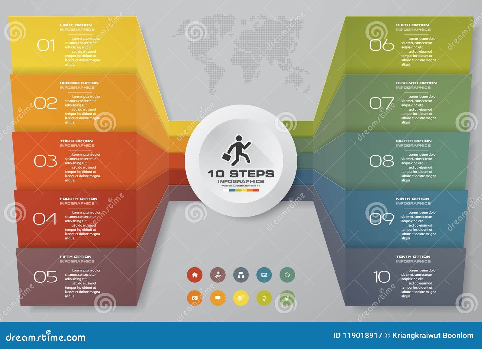 10 Steps of Arrow Infografics Template. for Your Presentation Stock ...