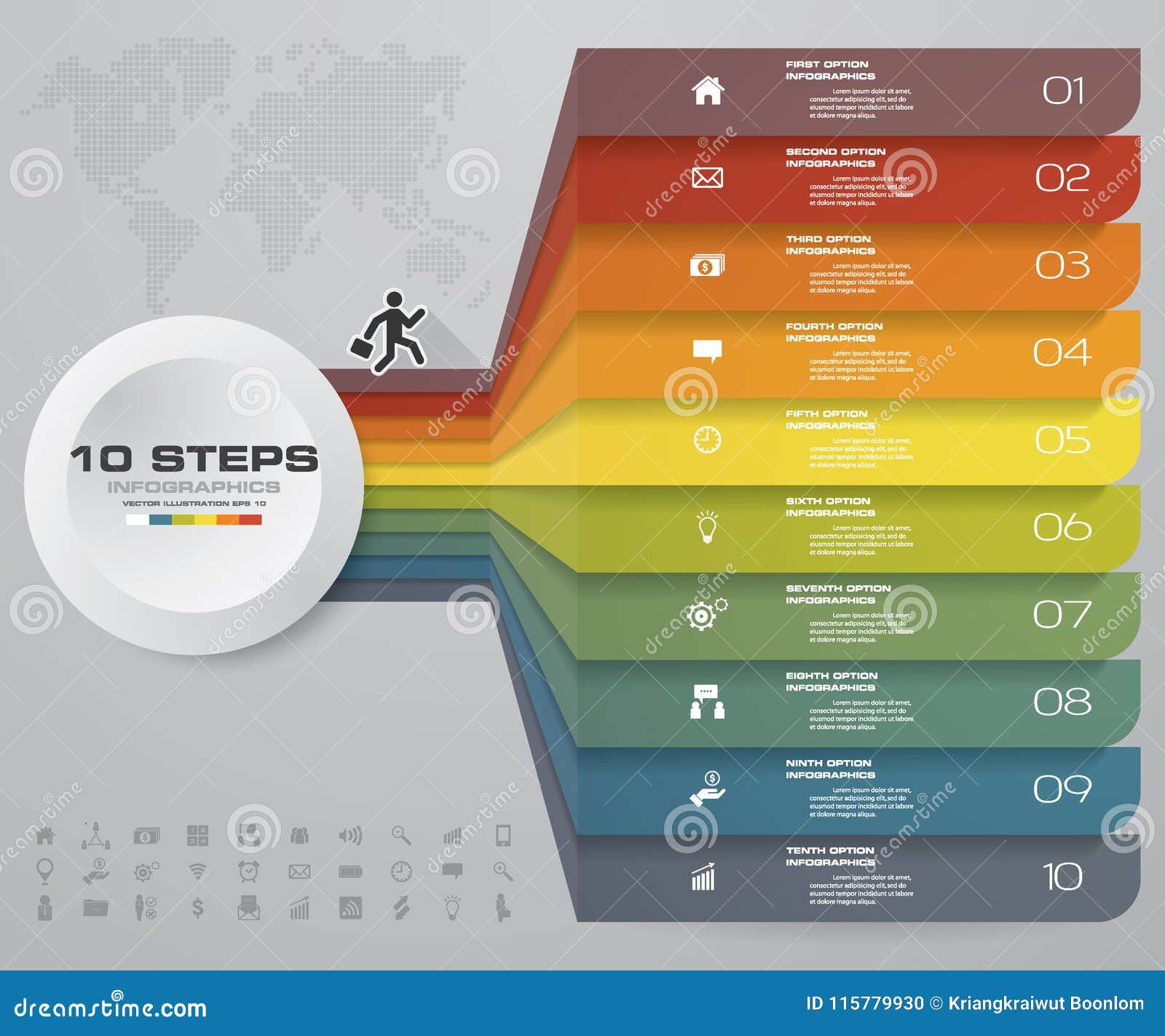 10 Steps of Arrow Infografics Template. for Your Presentation. EPS 10 ...