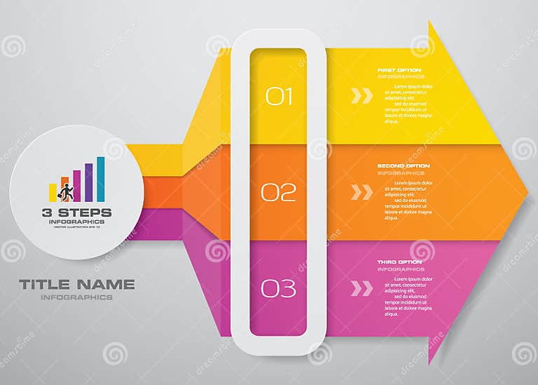 3 Steps Arrow Infographics Chart Design Element. for Data Presentation ...