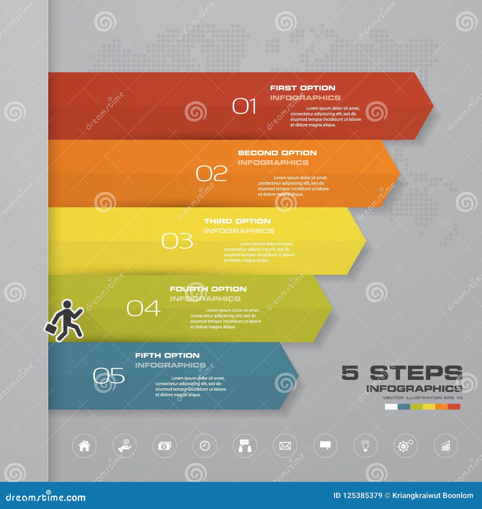 5 Steps Arrow Infographics Element Chart for Presentation. Stock Vector ...