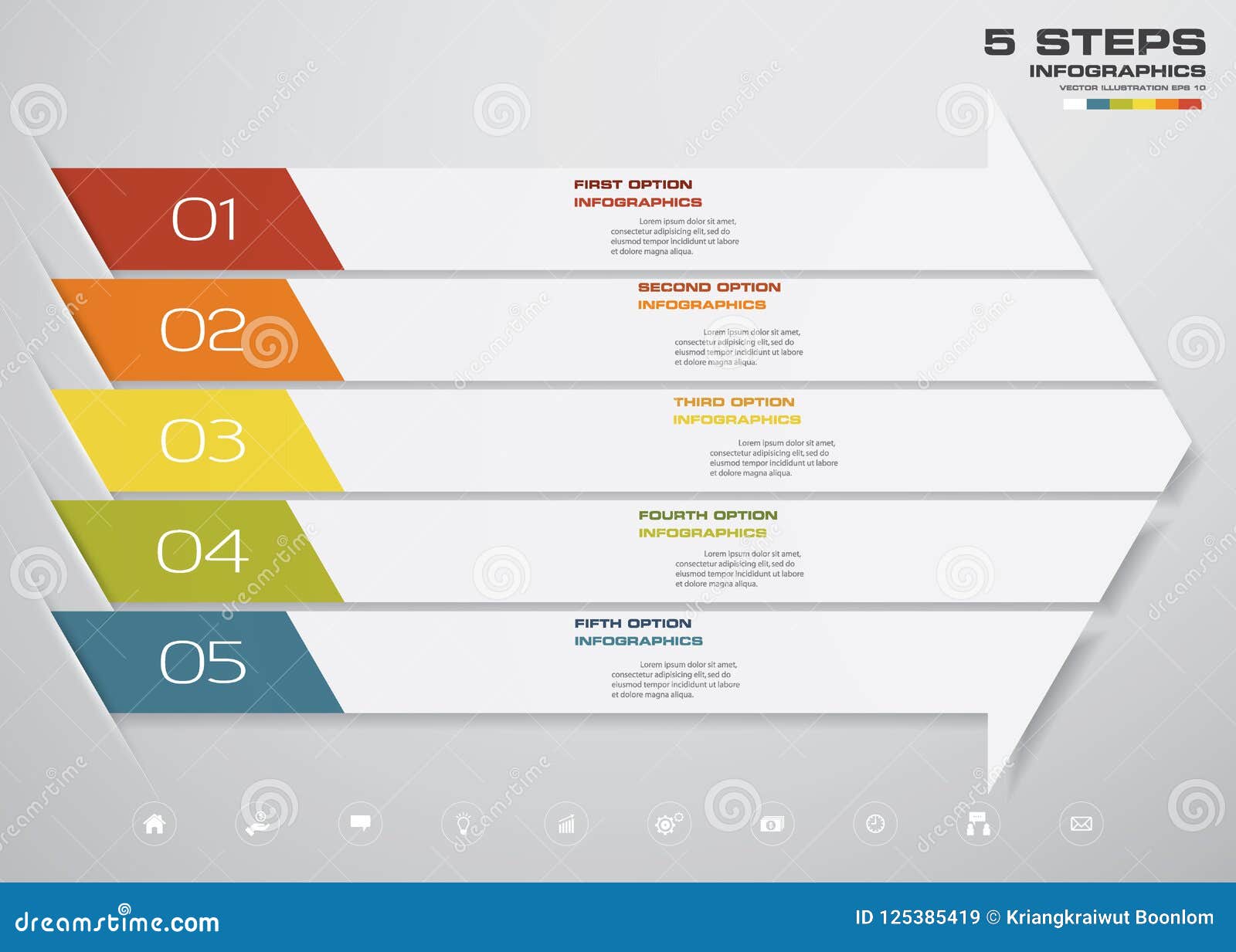 5 Steps Arrow Infographics Element Chart for Presentation. Stock Vector ...