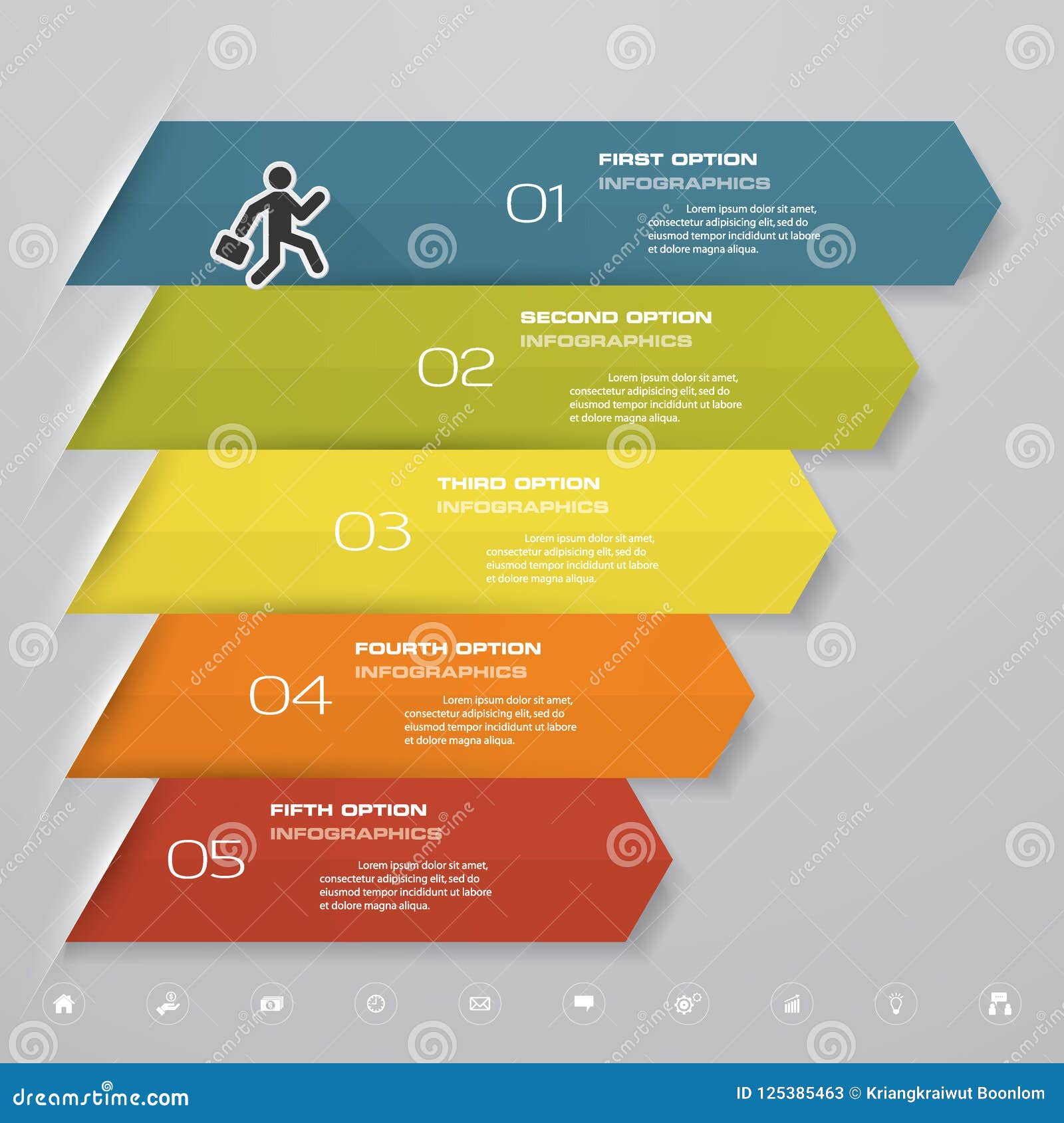 5 Steps Arrow Infographics Element Chart for Presentation. Stock Vector ...