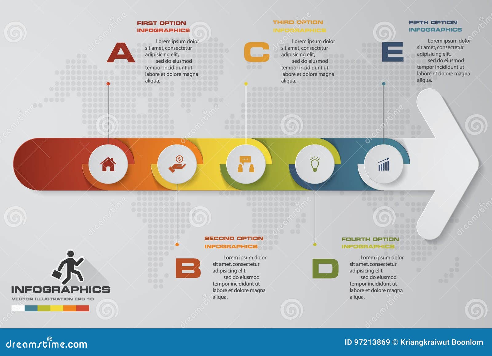 5 Steps Arrow Timeline Infographics. EPS10. Stock Vector - Illustration ...