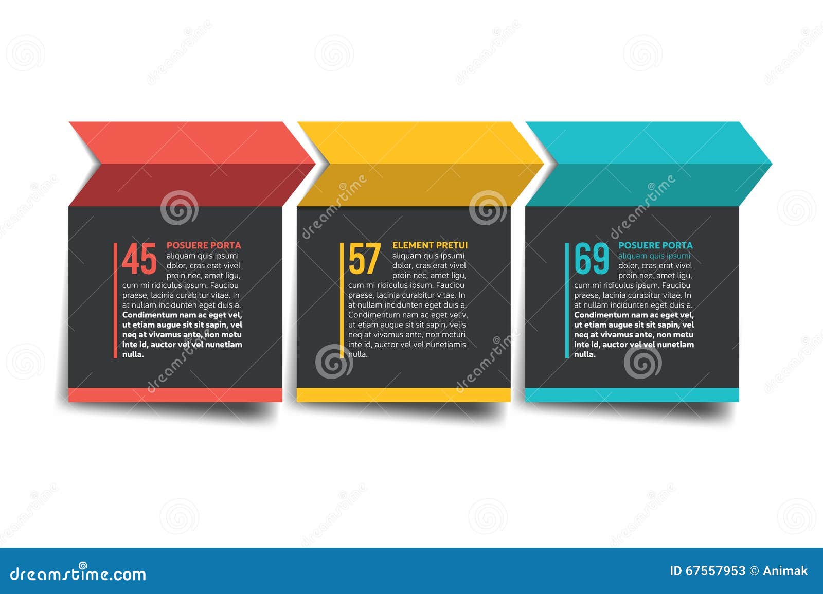 3 Steps Arrow Tutorial, Chart, Diagram. One, Two, Three Concept Stock ...
