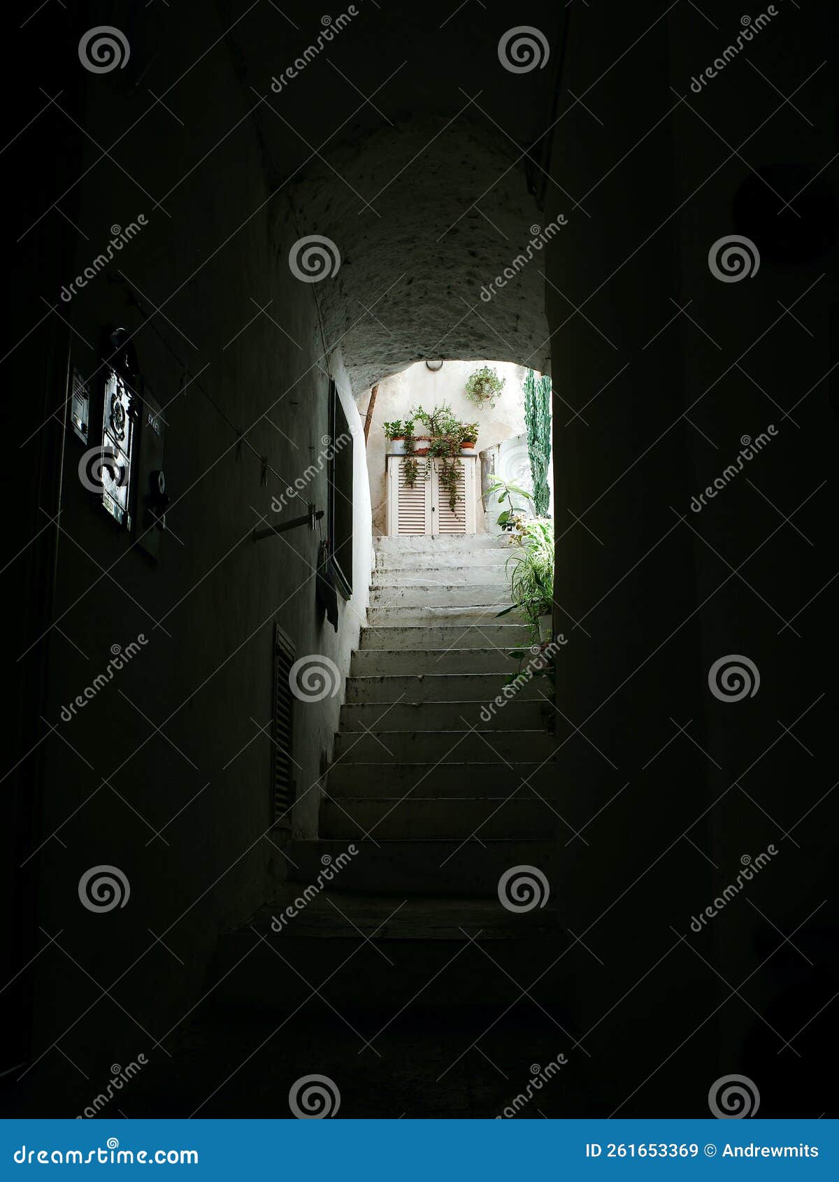 Steps in Charming Covered Passageway in Amalfi Town Stock Image - Image ...