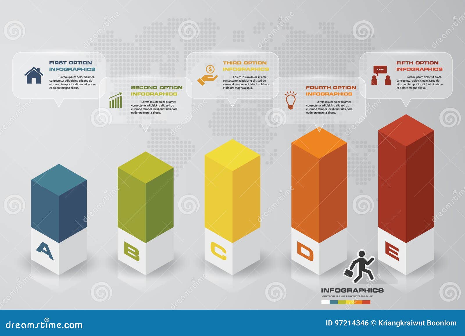 5 Steps Chart For Business Presentation. 5 Levels Of Colorful Graph ...