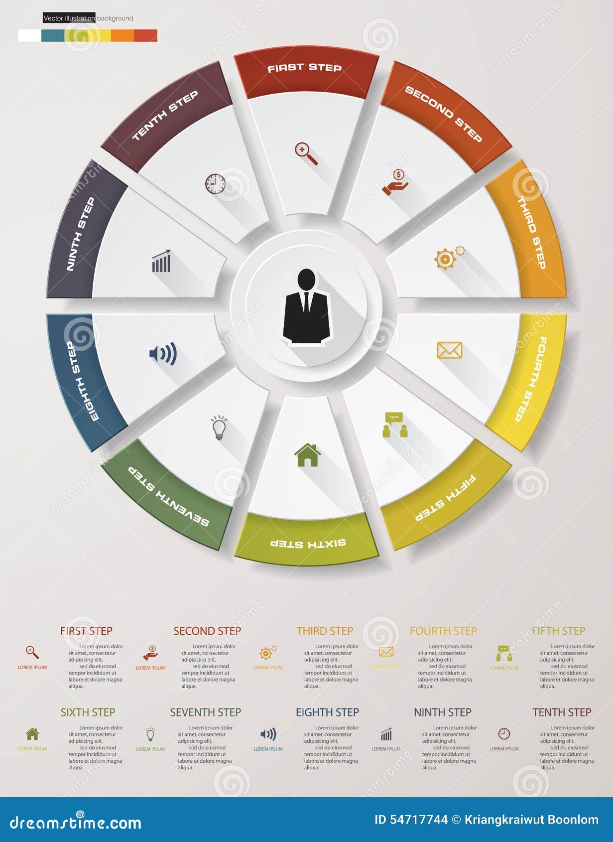 10 Steps Chart Template/graphic or Website Layout. Stock Vector ...