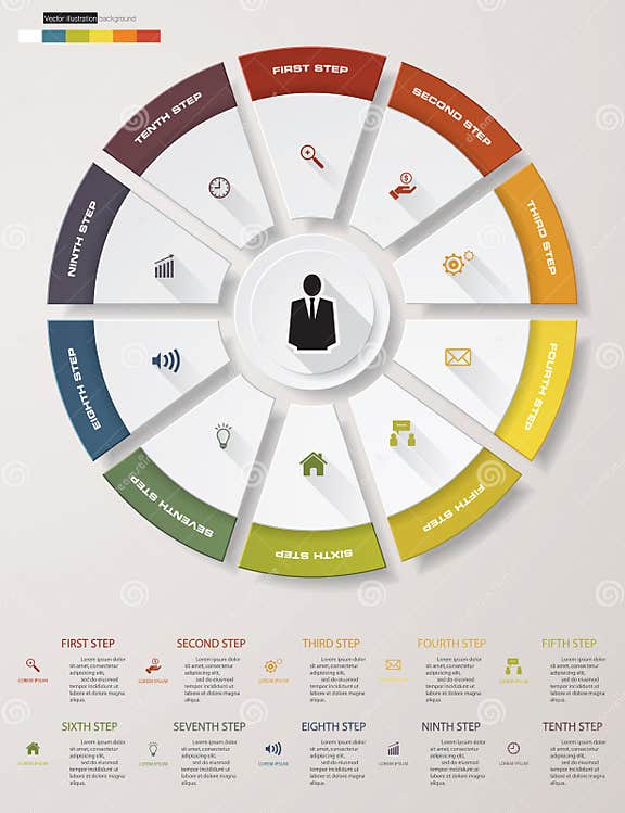 10 Steps Chart Template/graphic or Website Layout. Stock Vector ...