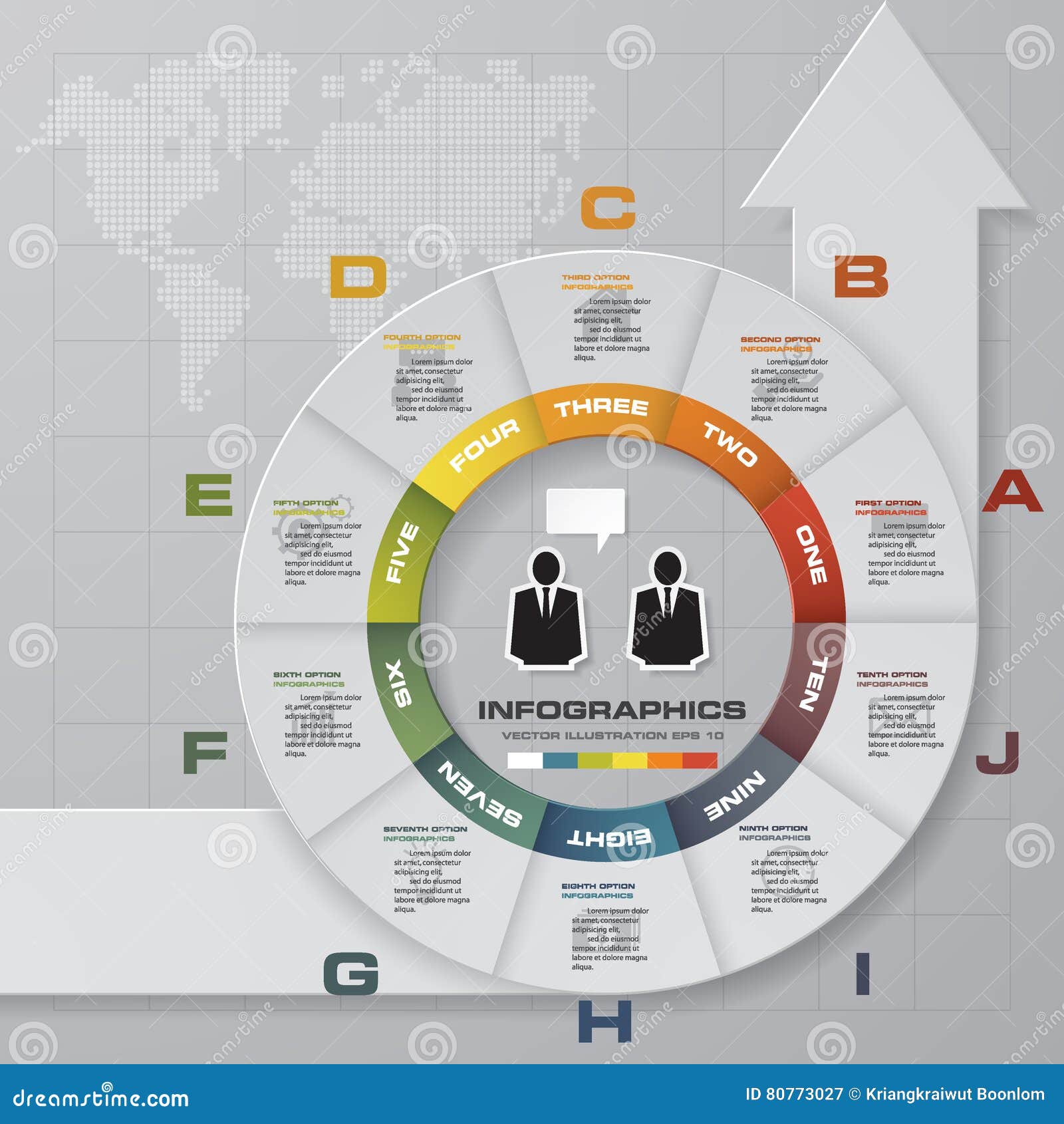 10 Steps in Circle and Arrow Shape Process. Simple&Editable Abstract ...