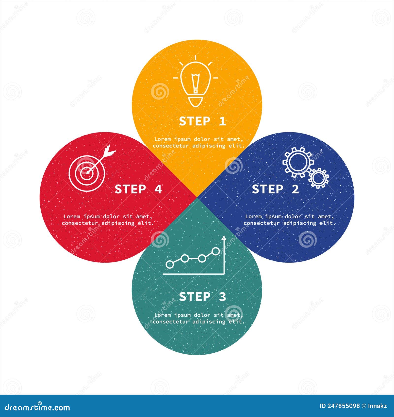 4 Steps Circle Infographic. Flat Infographics Template. Concept with 4 ...