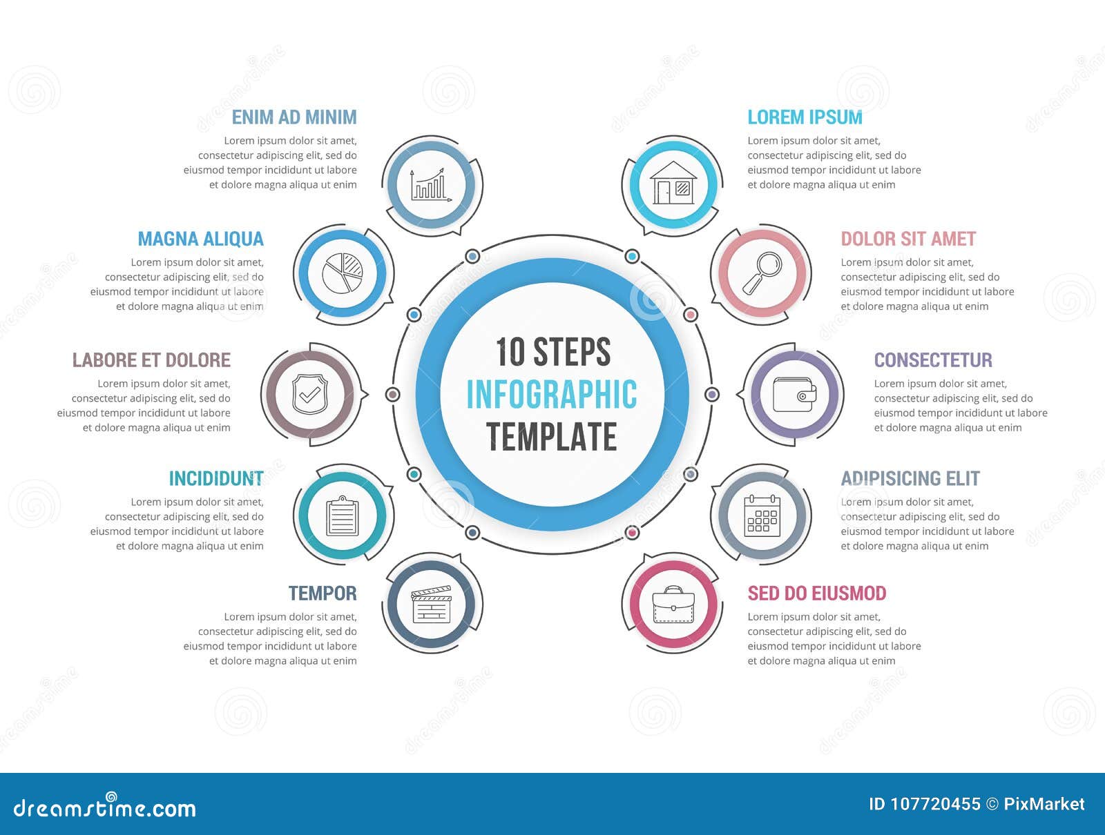 10 Steps - Circle Infographics Stock Vector - Illustration of process ...