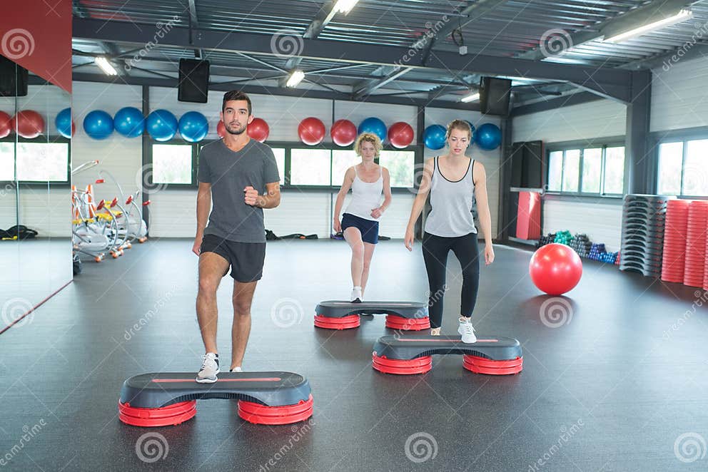 Steps class at gym stock photo. Image of group, gymnasium - 101437168