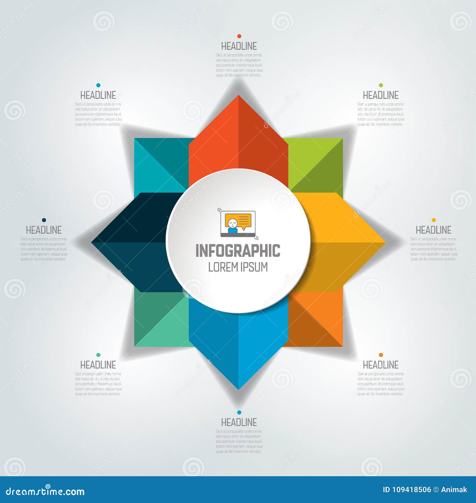 8 Steps Connected Circle, Round Arrows Infographic. Stock Vector ...