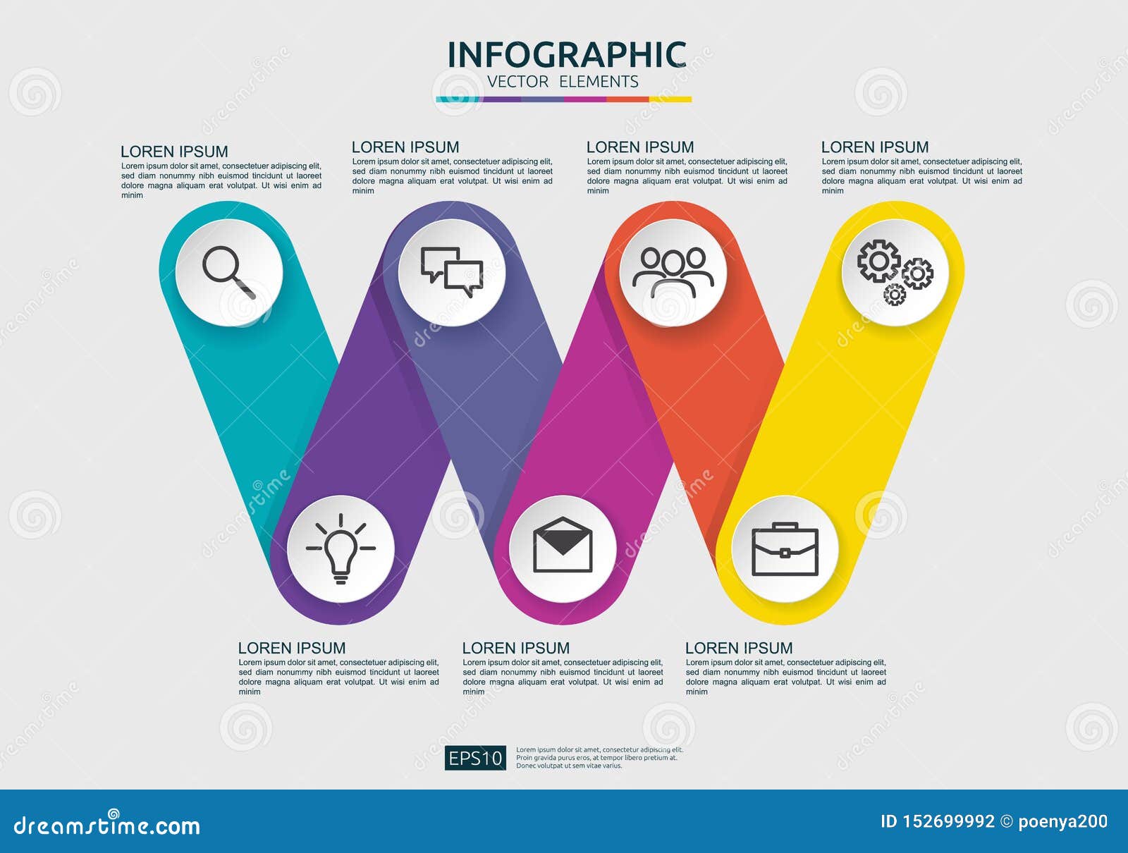 6 Steps Connection Infographic Element Design Template for Diagram ...