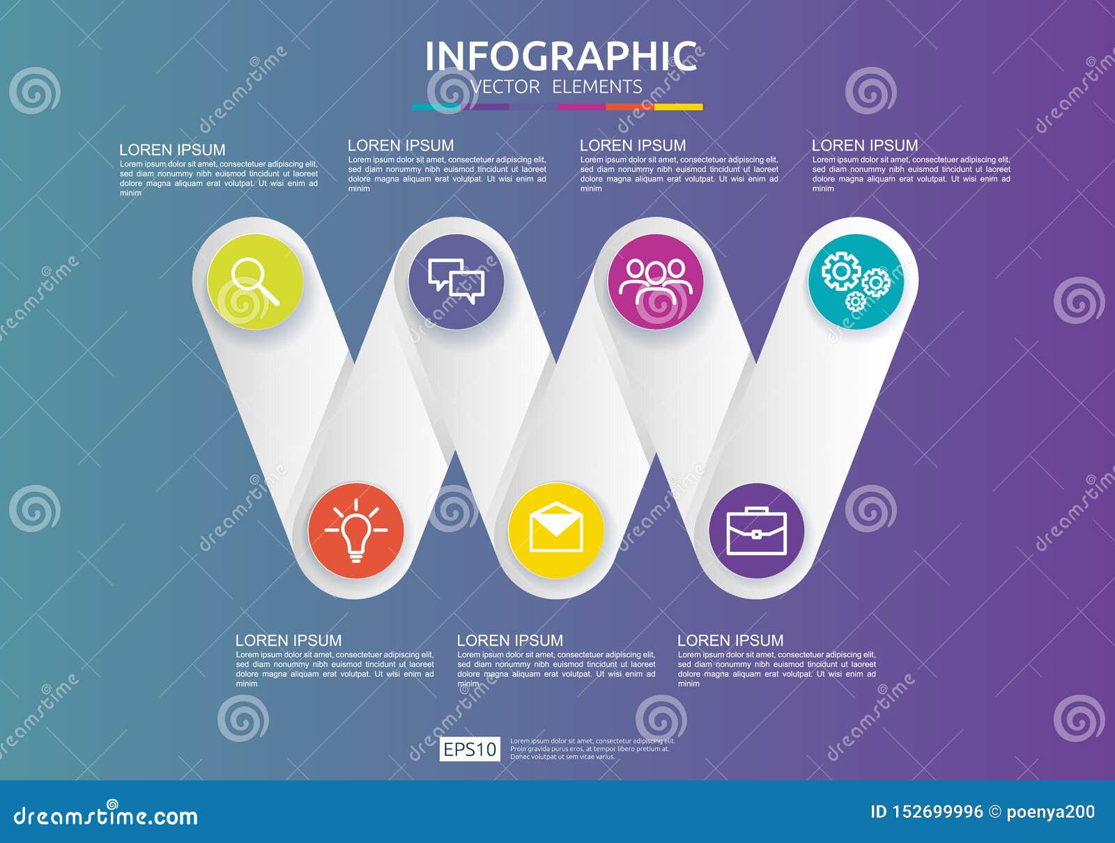 6 Steps Connection Infographic Element Design Template For Diagram ...