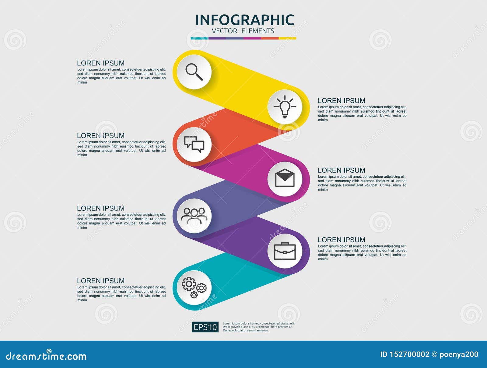 6 Steps Connection Infographic Element Design Template for Diagram ...