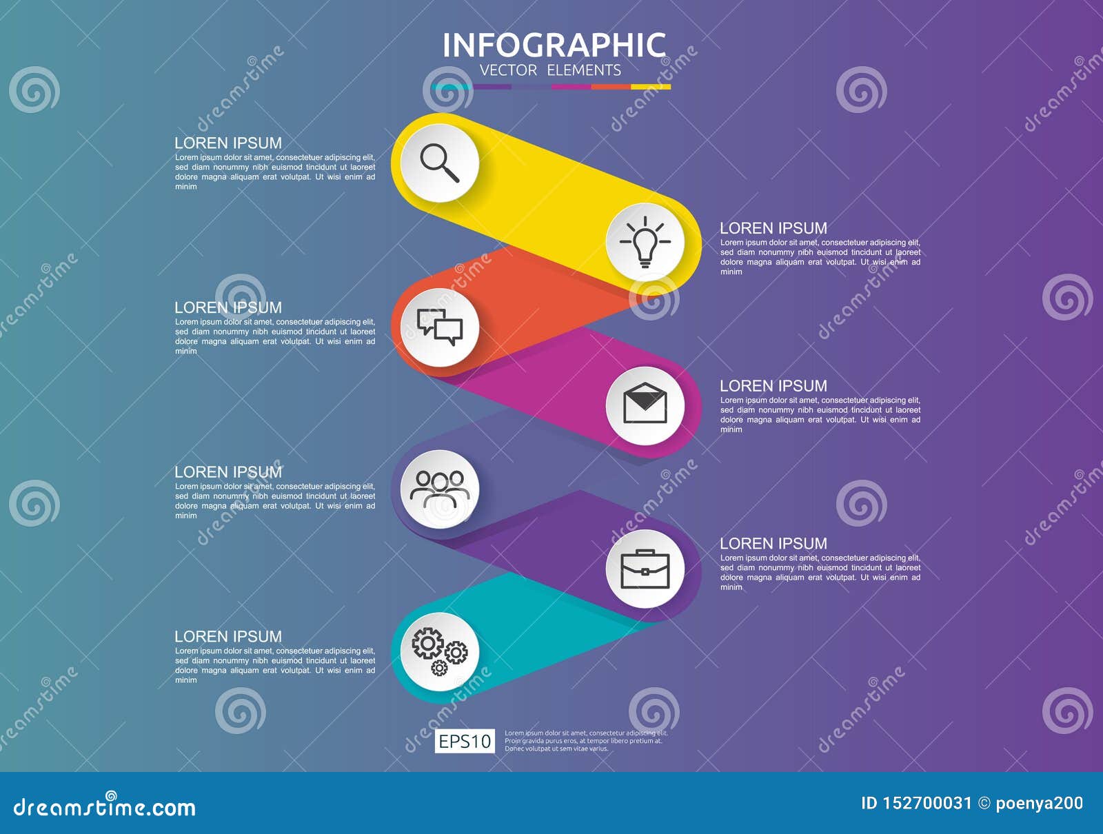 6 Steps Connection Infographic Element Design Template For Diagram ...