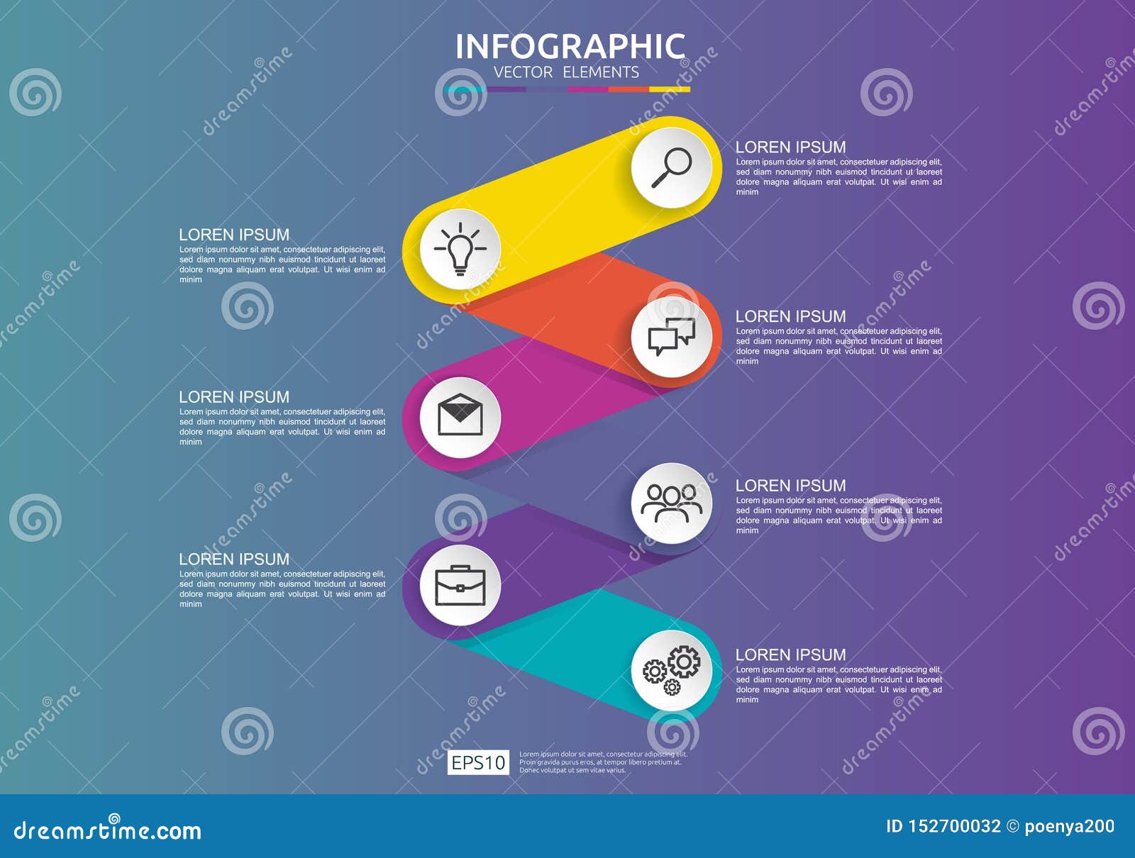 6 Steps Connection Infographic Element Design Template for Diagram ...