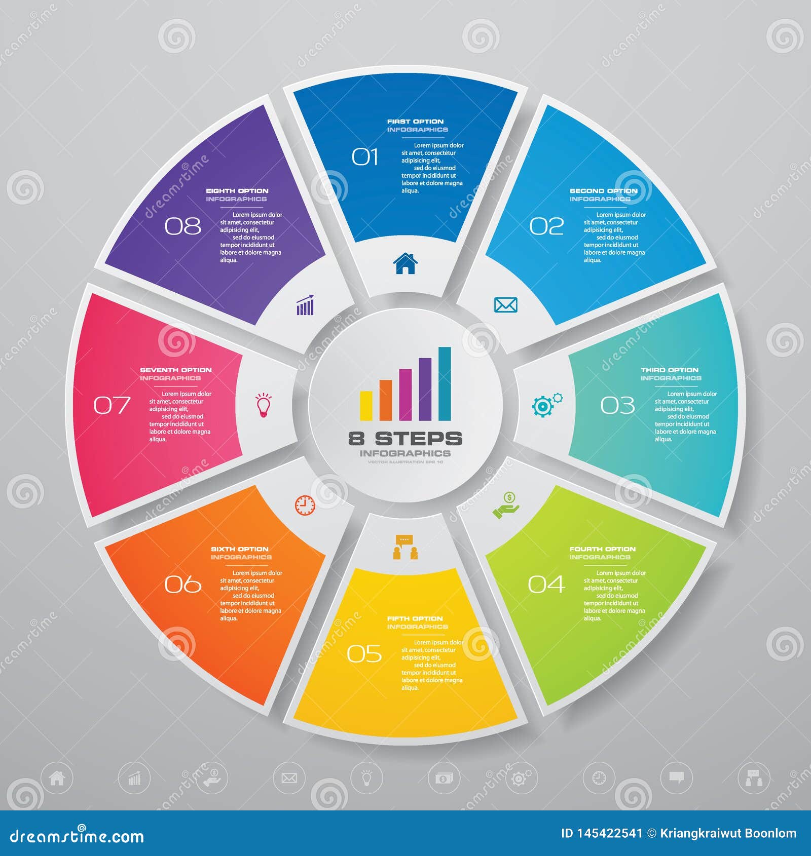 8 Steps Cycle Chart Infographics Elements for Data Presentation. Stock ...