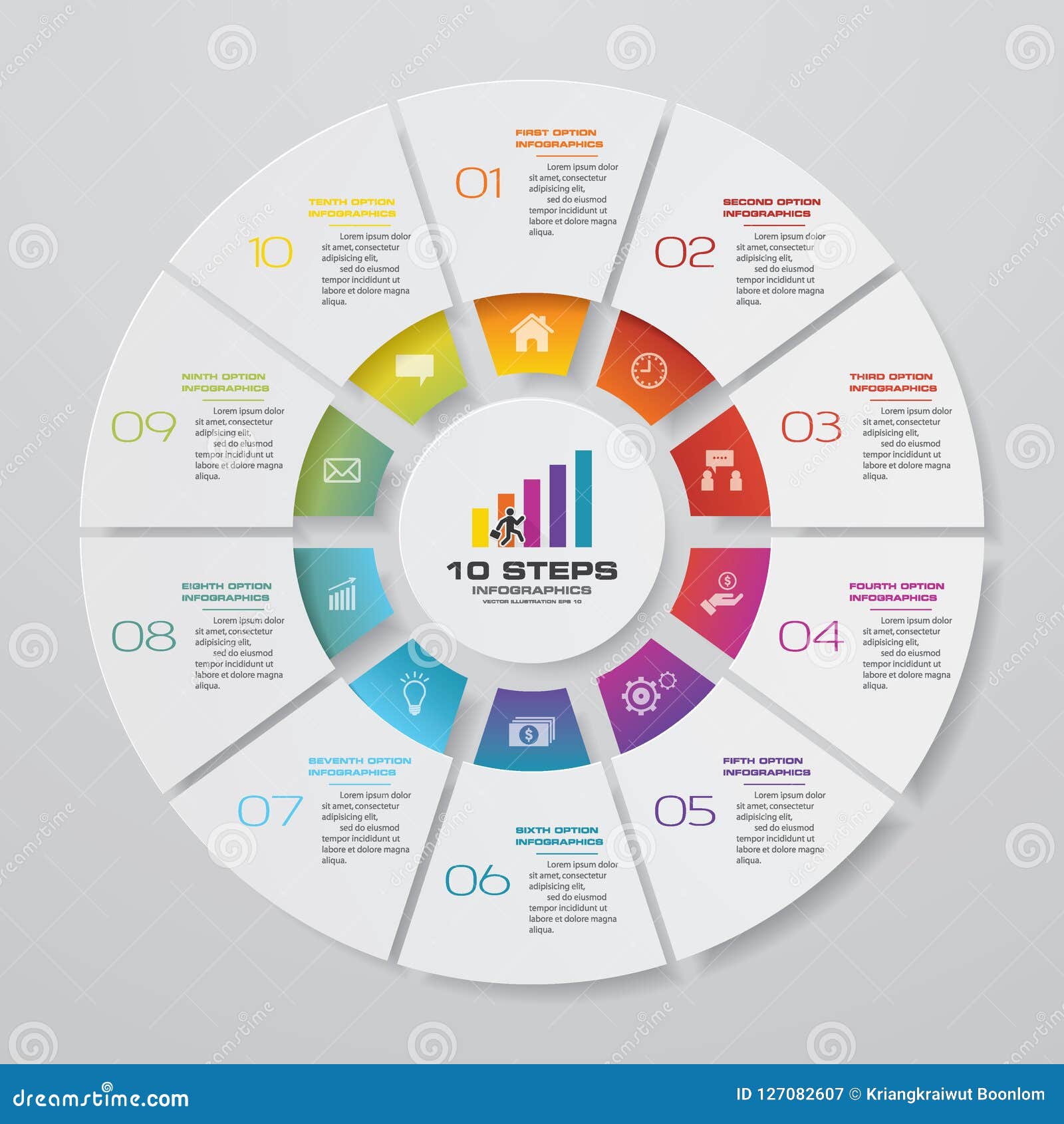10 Steps Cycle Chart Infographics Elements Chart. Stock Vector ...