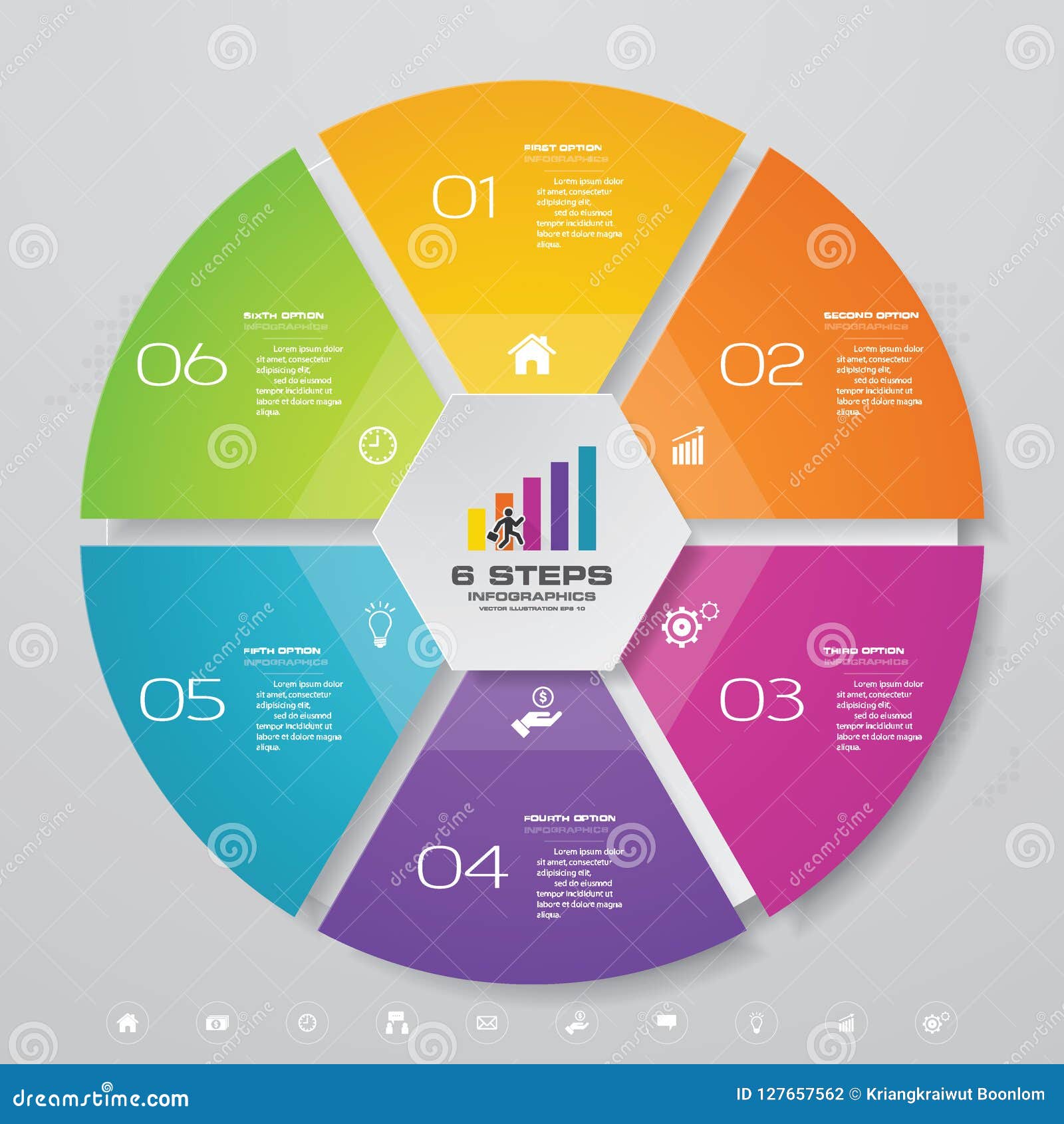 6 Steps Cycle Chart Infographics Elements. Stock Vector - Illustration ...