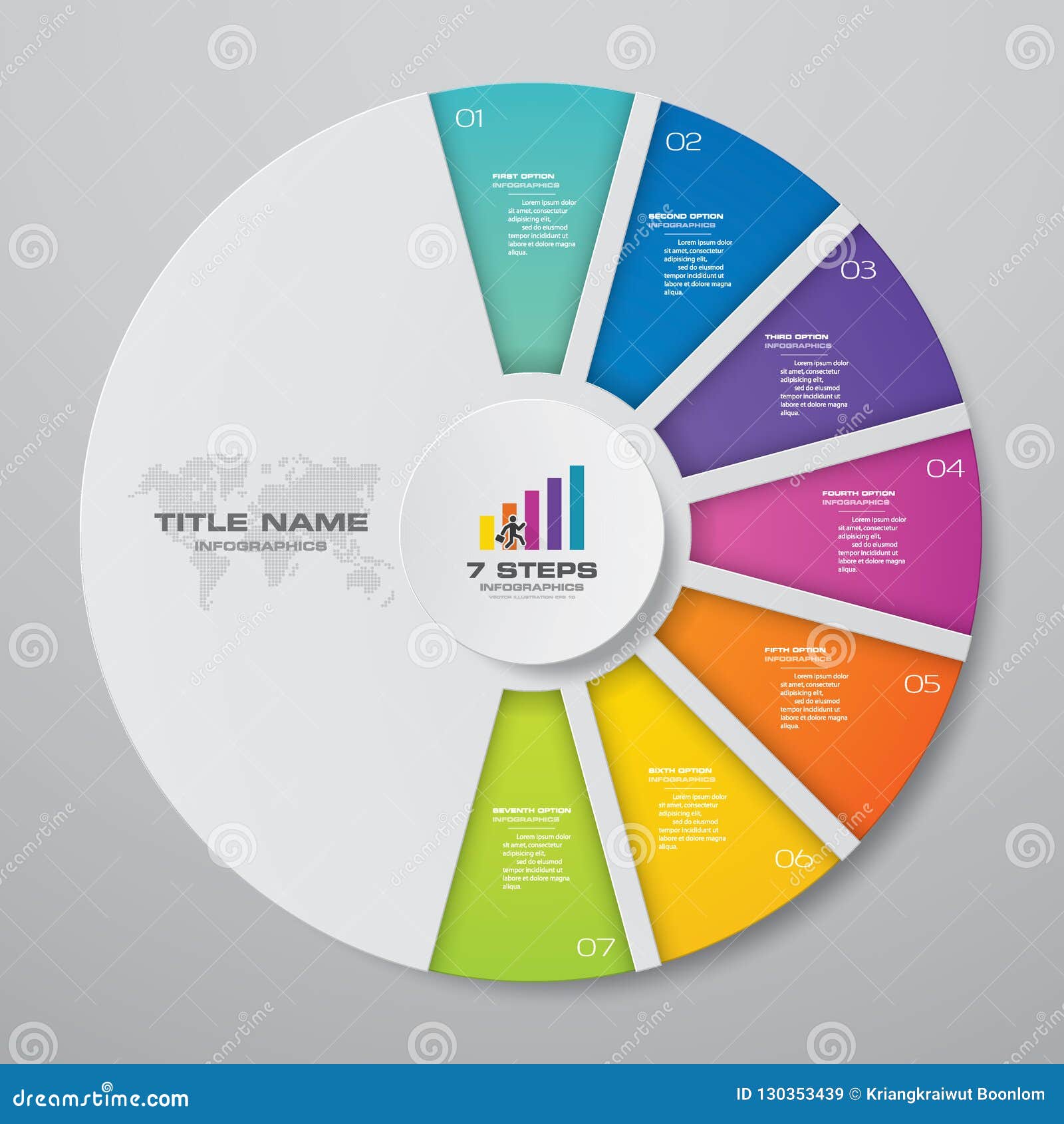 7 Steps Cycle Chart Infographics Elements. Stock Vector - Illustration ...