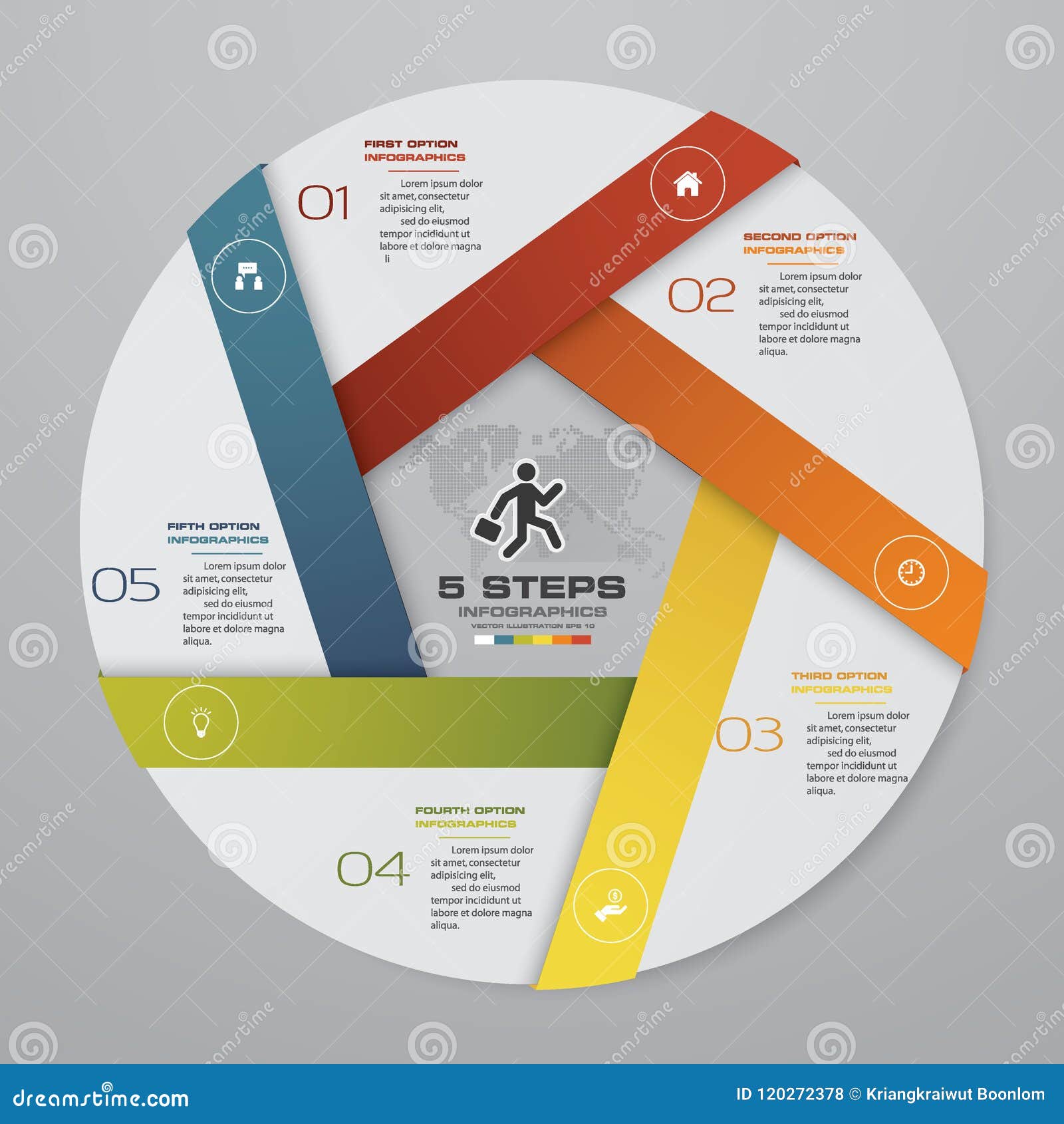 5 Steps Cycle Chart Infographics Elements. EPS 10 Stock Vector ...