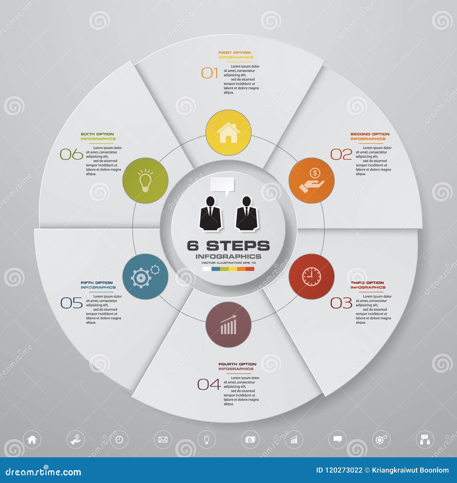 6 Steps Cycle Chart Infographics Elements. EPS 10 Stock Vector ...