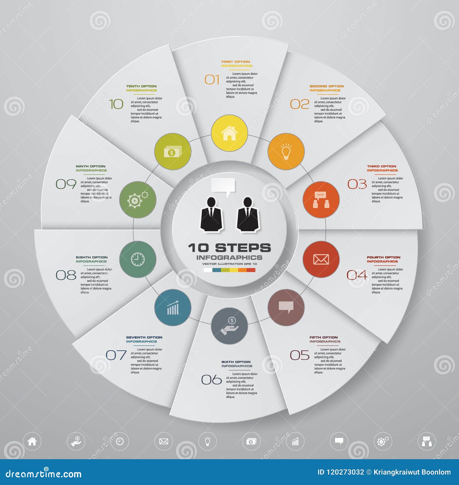 10 Steps Cycle Chart Infographics Elements. EPS 10 Stock Vector ...