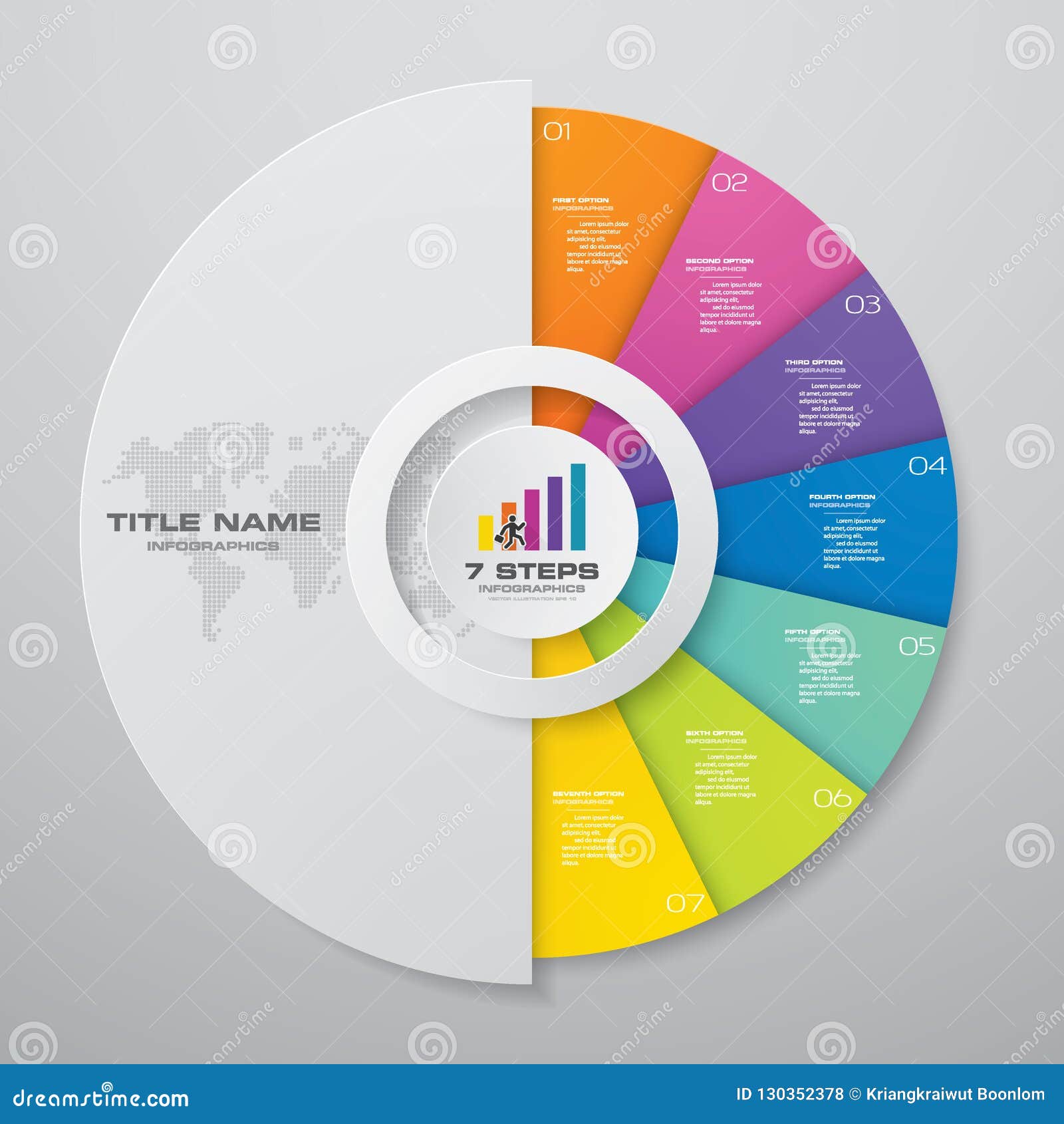 7 Steps Cycle Chart Infographics Elements. EPS 10 Stock Vector ...