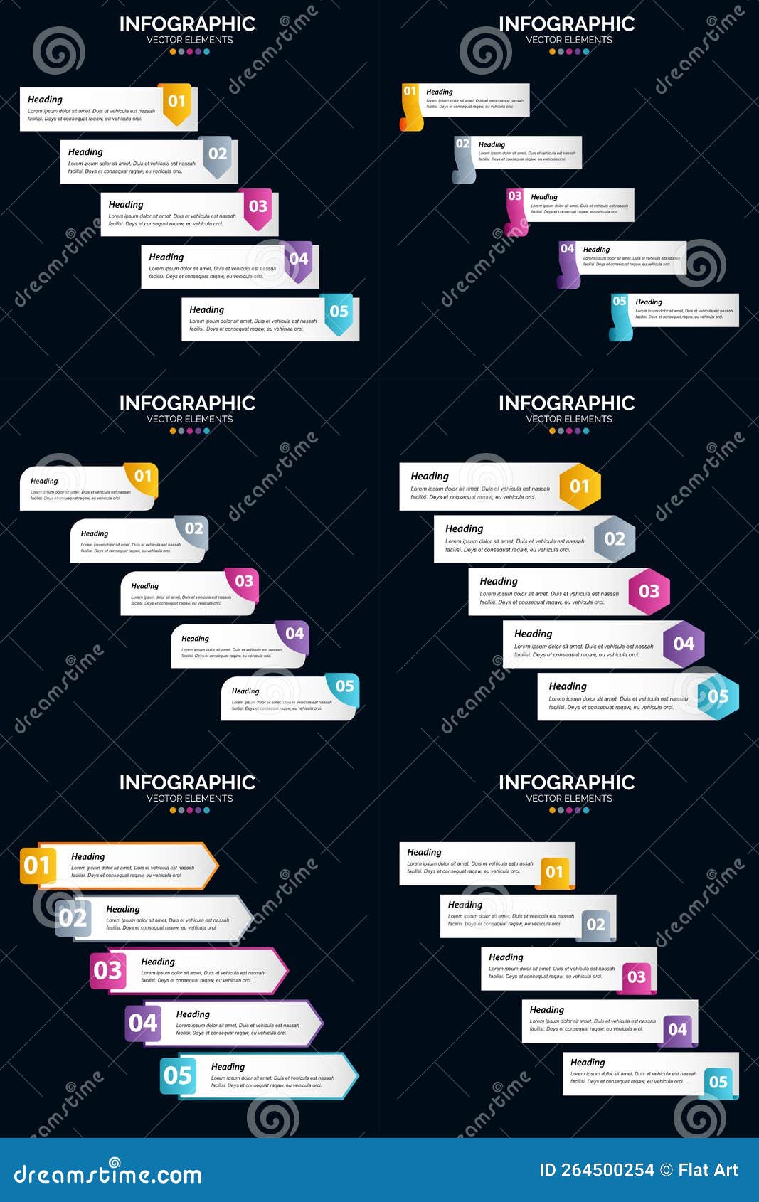 5 Steps Cycle Diagrams and Timelines. 6 Infographics Pack. Presentation ...