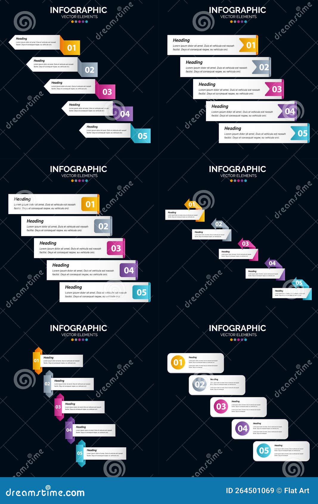 5 Steps Cycle Diagrams and Timelines. 6 Infographics Pack. Presentation ...