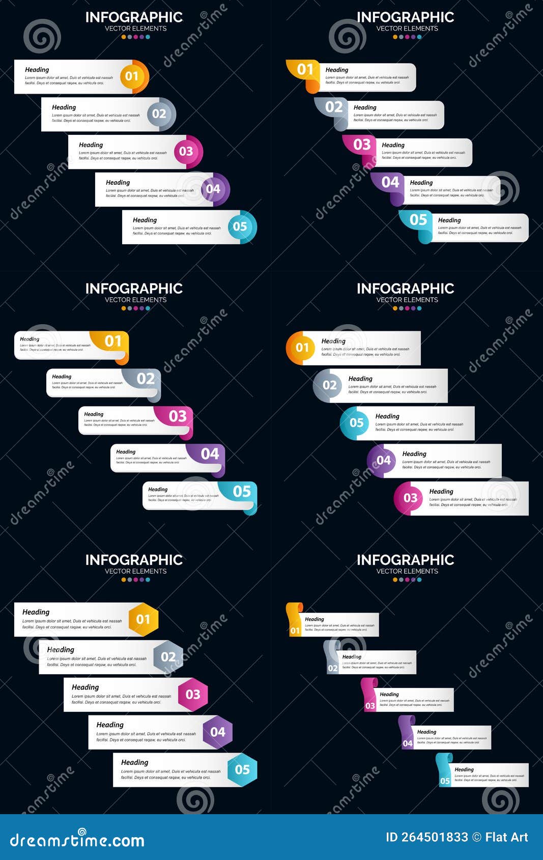 5 Steps Cycle Diagrams and Timelines. 6 Infographics Pack. Presentation ...