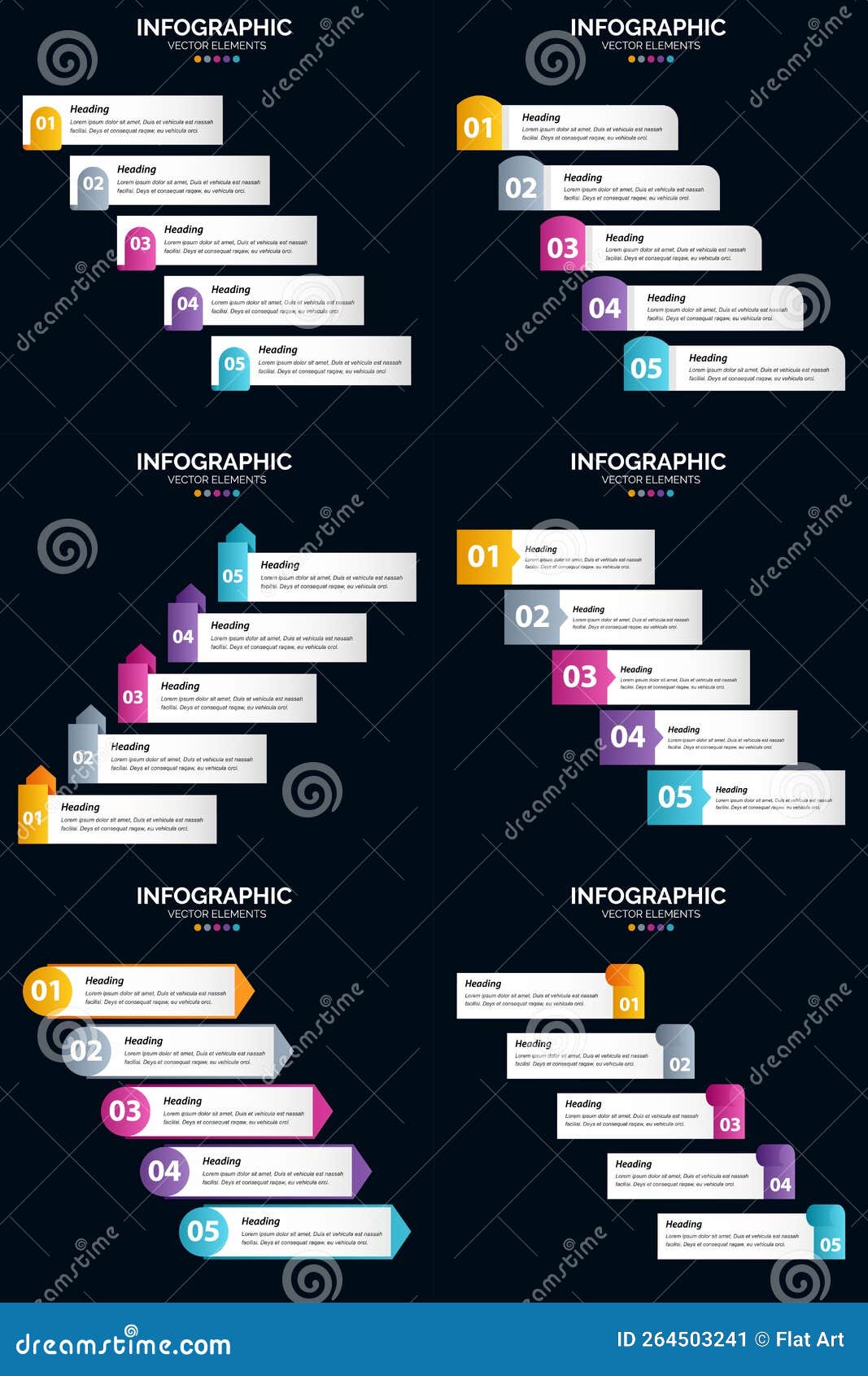 5 Steps Cycle Diagrams and Timelines. 6 Infographics Pack. Presentation ...
