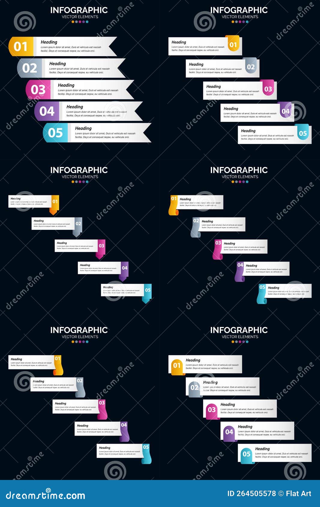 5 Steps Cycle Diagrams and Timelines. 6 Infographics Pack. Presentation ...