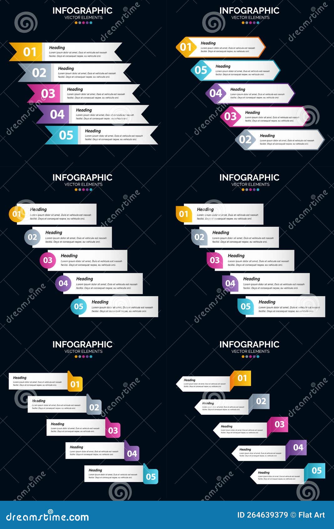 5 Steps Cycle Diagrams and Timelines. 6 Infographics Pack. Presentation ...